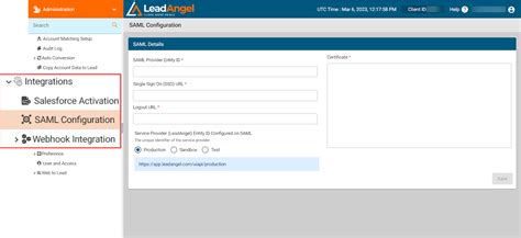 Saml Configuration Leadangel