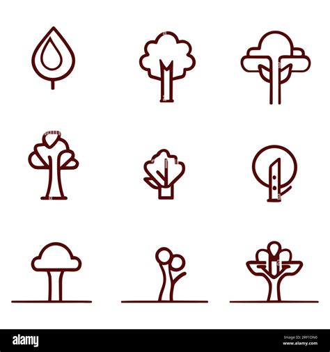 Tree Line Art Vector Icon Set Stock Vector Image Art Alamy