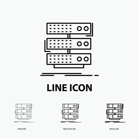Server Storage Rack Database Data Icon In Thin Regular And Bold Line Style Vector