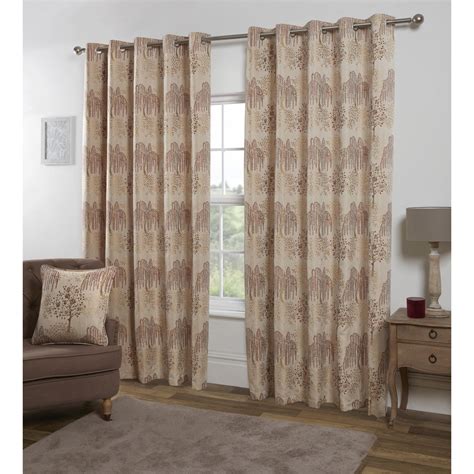 Orchard Patterned Eyelet Curtains Red Lewiss