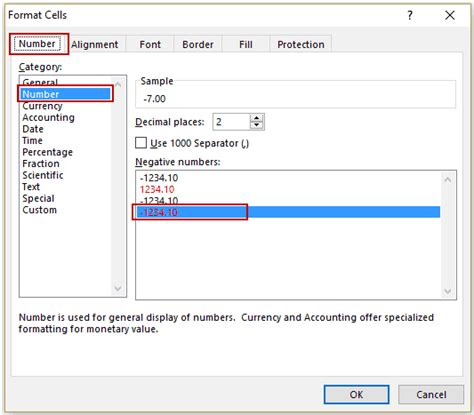 Как выделить красным отрицательные значения в Excel