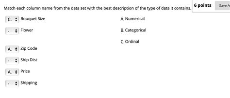 Solved Save A Match Each Column Name From The Data Set With Chegg Com