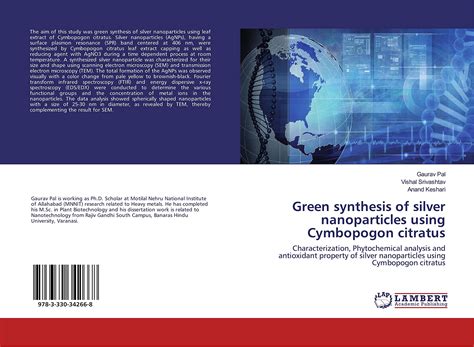 Buy Green Synthesis Of Silver Nanoparticles Using Cymbopogon Citratus Characterization Phyto