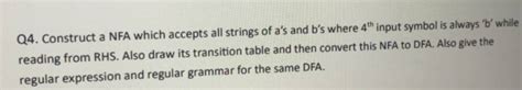 Q4 Construct A Nfa Which Accepts All Strings Of As And Bs Where 4 Te