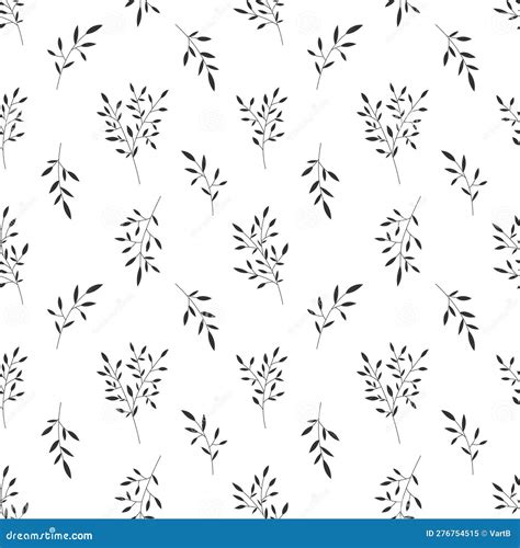 Leaf Branch Twig Seamless Pattern Black Silhouette Stock Vector Illustration Of Twig Vintage