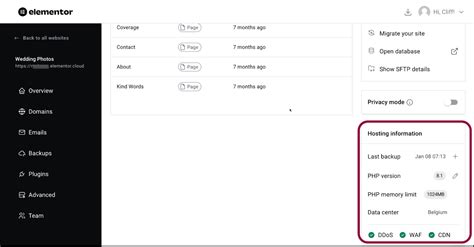 edit the php version of your elementor hosting site elementor