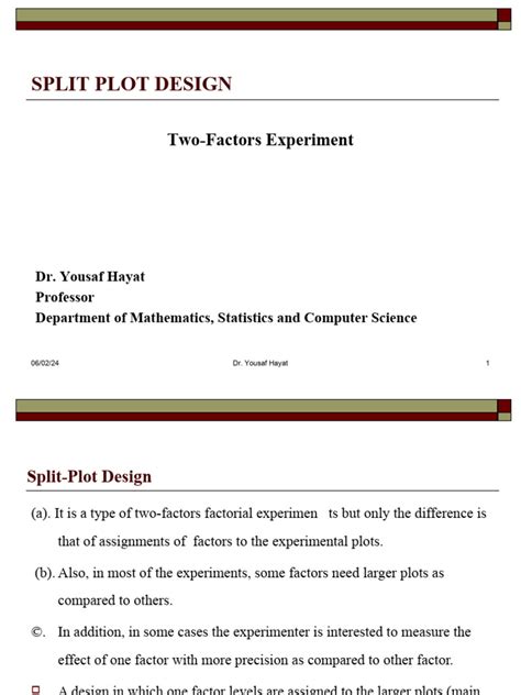 Split Plot Design Pdf Experiment Quantitative Research