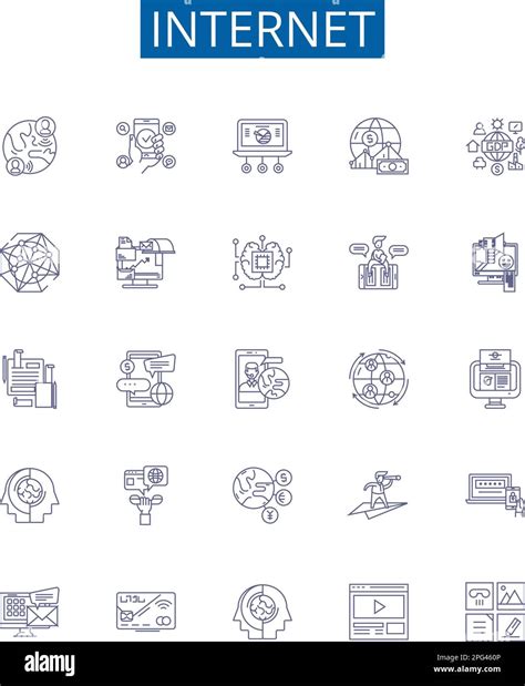 Internet Line Icons Signs Set Design Collection Of Network Digital Web Cyberspace Broadband