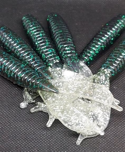 Epic Power Grub Cw Junebug Silver Flake Stillwater Bait Co