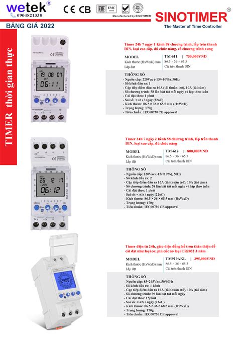 Timer mã 17 Công tắc timer 24h Sinotimer TM612 2 kênh Nguồn 220 12V Đầu ra Điện áp Tải 16A