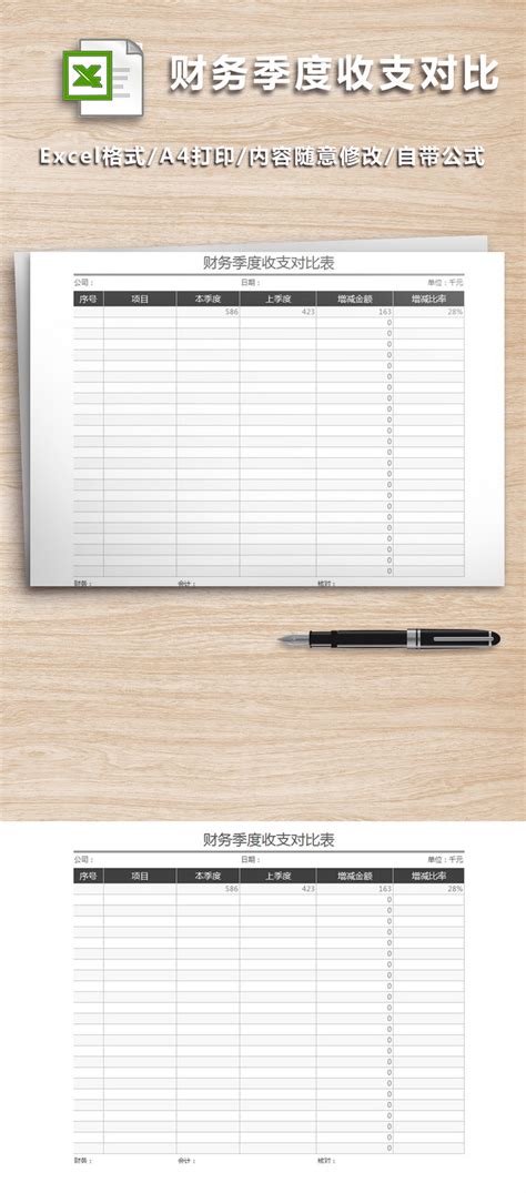 ตารางเปรียบเทียบรายรับและรายจ่ายประจำไตรมาสการเงิน เทมเพลต เทมเพลต Excel แบบ ดาวน์โหลดฟรี Pikbest