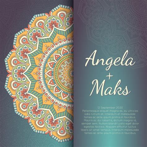 Boho Stijl Bruiloft Uitnodiging Premium Vector