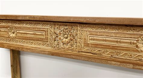 Natural Reclaimed Wood Carved Console Table Gado Gado
