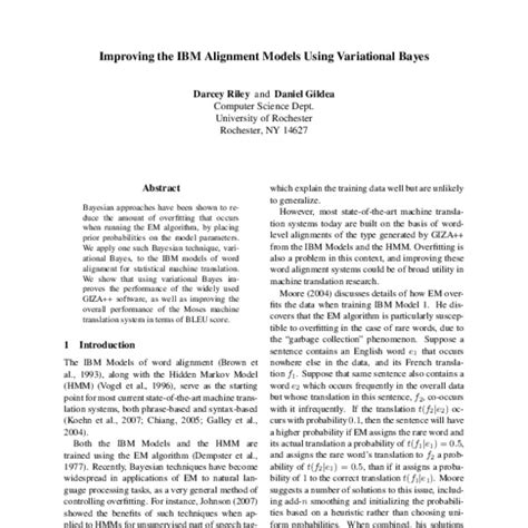 Improving The Ibm Alignment Models Using Variational Bayes Acl Anthology