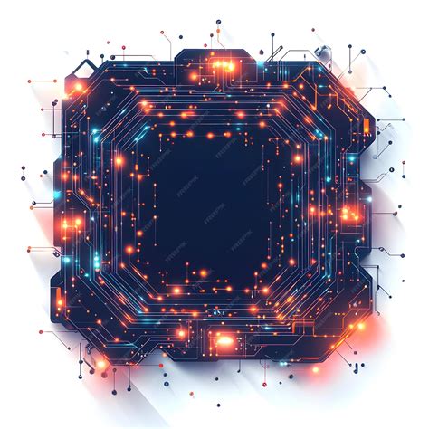 Flat Ai Powered Quantum Circuit Frame Concept As A Border Frame With Quantum Circuit Patterns On