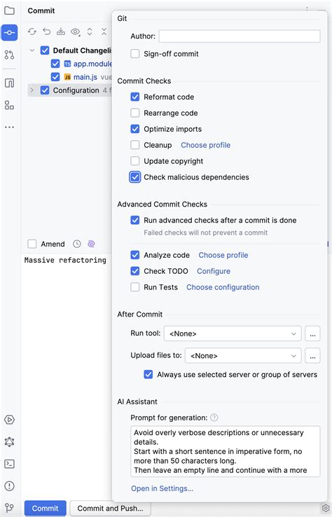 Commit And Push Changes To Git Repository WebStorm Documentation