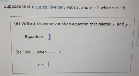 Solved Suppose That Y ﻿varies Inversely With X ﻿and Y2