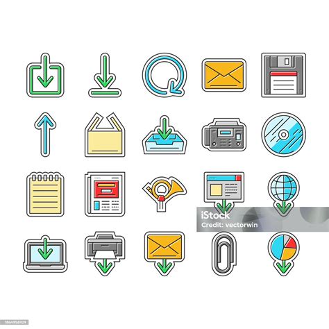 Download File Computer Data Icons Set Vector Stock Illustration Download Image Now Badge