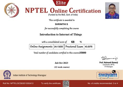 Shrinithi Srinivasan On Linkedin Internetofthings Nptel