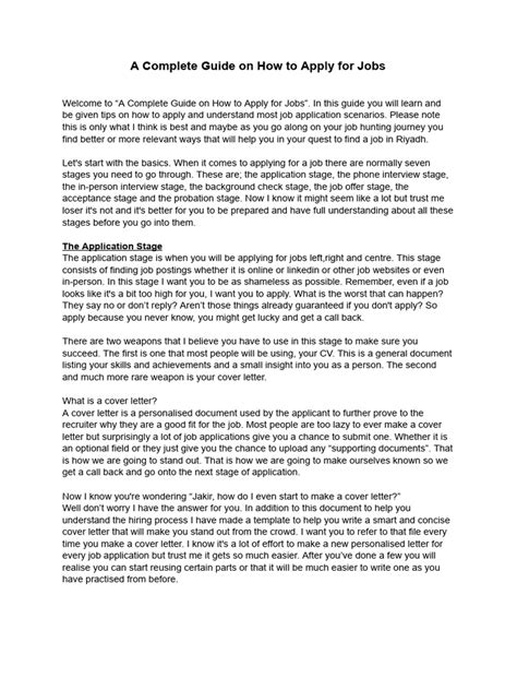 A Complete Guide On How To Apply For Jobs By Jakir Pdf Download Free Pdf Job Interview