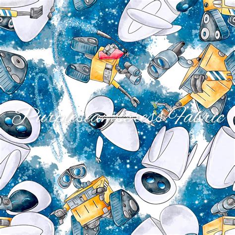 Wall E And Eva Robots Fabric Purpleseamstress Fabric