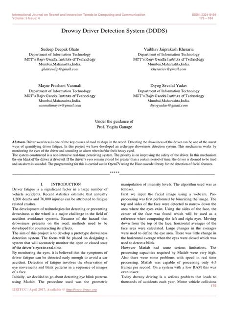Drowsy Driver Detection System Ddds Pdf Eye Algorithms
