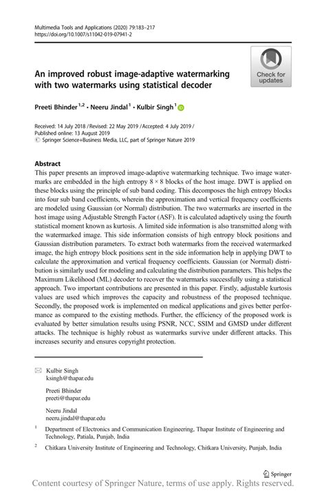 An Improved Robust Image Adaptive Watermarking With Two Watermarks Using Statistical Decoder
