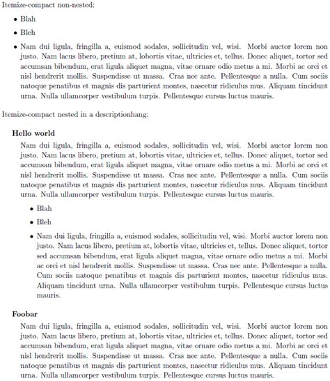 lists proper margins in custom enumeration itemize environements