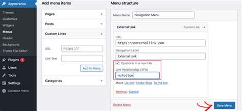 How To Add Nofollow Links In Wordpress Navigation Menus