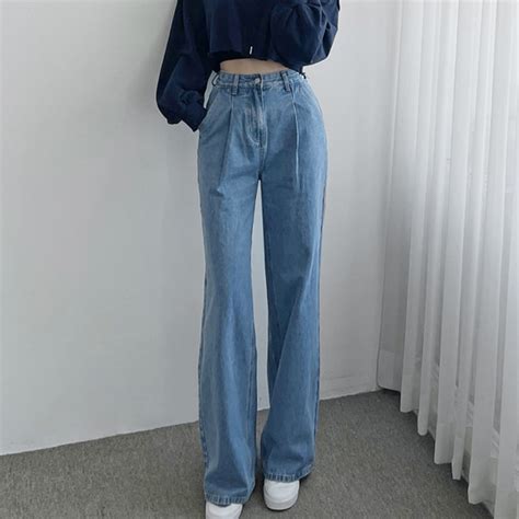 숏 롱s 2xl 캐주얼 핀턱 와이드 일자핏 코튼 롱 데님 팬츠 연청바지 에이블리