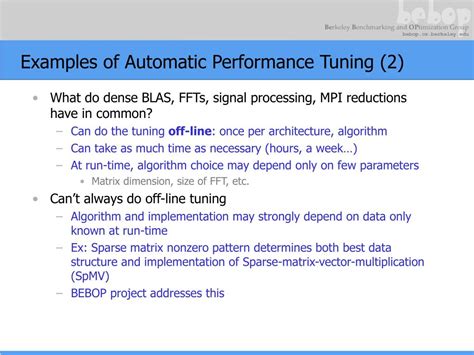 PPT Automatic Performance Tuning Sparse Matrix Kernels PowerPoint Presentation ID