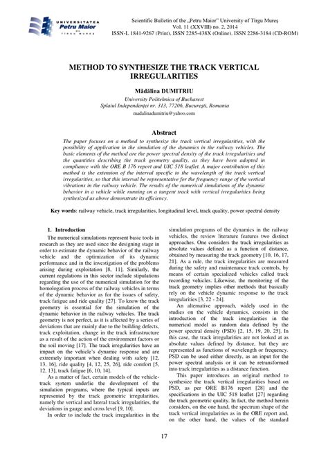 Pdf Method To Synthesize The Track Vertical Irregularities