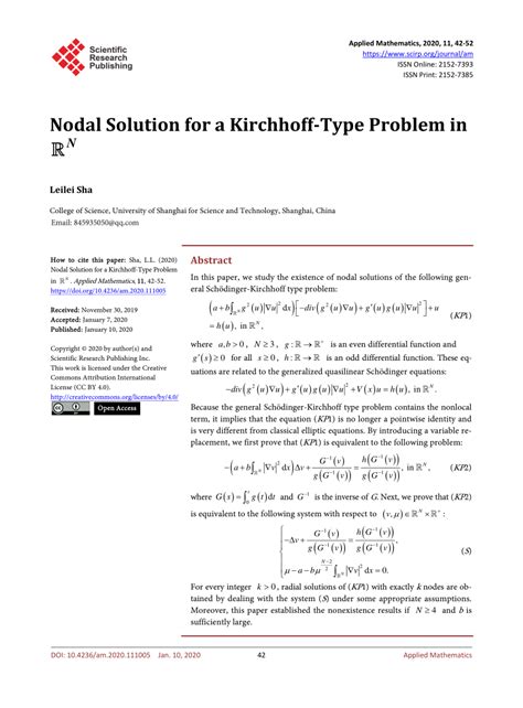 Pdf Nodal Solution For A Kirchhoff Type Problem In R N
