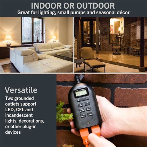 Utilitech 15 Amps 120 Volt Outdoor 2 Outlet Plug In Countdown Lighting Timer 78474 At