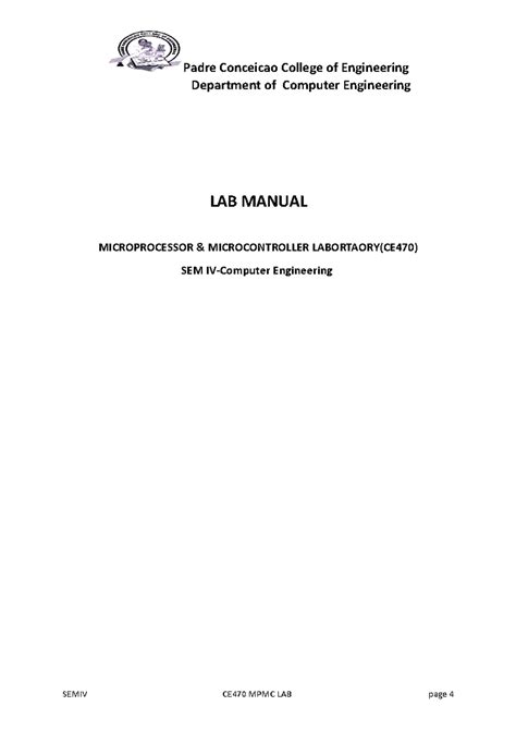 Mpmc Lab Manual Department Of Computer Engineering Lab Manual