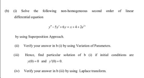 Solved B Solve The Following Non Homogeneous Second Order