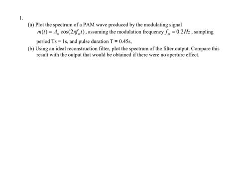 Solved A Plot The Spectrum Of A Pam Wave Produced By The