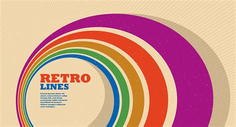 복고풍 라인 벡터 추상적 인 배경 3d 차원 관점 빈티지 그래픽 디자인 아트 포스터 70 년대 의 스타일로 벽지 굽은에 대한 스톡 벡터 아트 및 기타 이미지 Istock