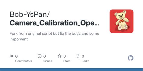 Github Bob Yspancameracalibrationopencvimproved Fork From