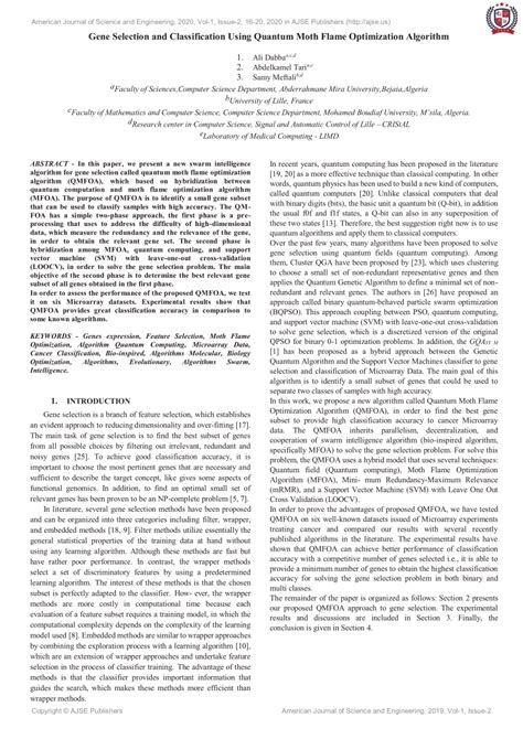 Pdf Gene Selection And Classification Using Quantum Moth Flame