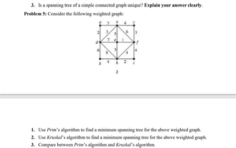 solved 3 is a spanning tree of a simple connected graph
