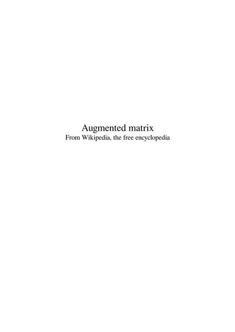 Pdf Augmented Matrix Dokumentips