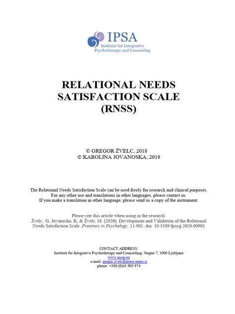 relational needs satisfaction scale pdf pdf cognition behavioural