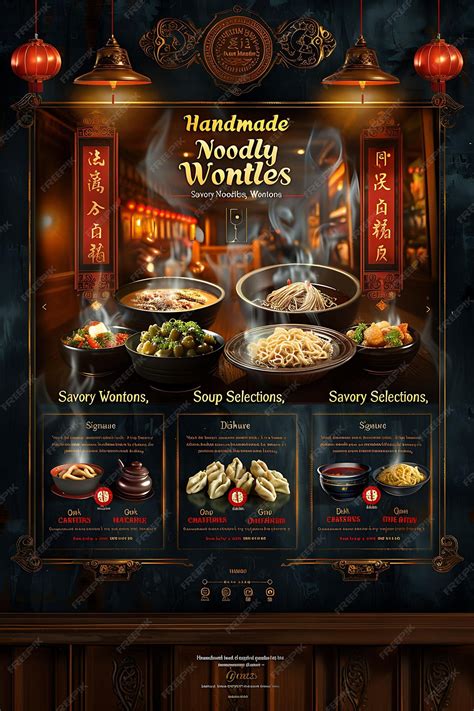 Wontons With Multi Level Accordion Menu And Parallax Scrolli Chinese Food Website Layout Concept