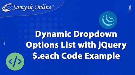 Dynamic Dropdown Options List With Jquery Each Code Example