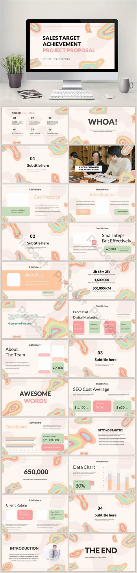 Template PPT Tingkat Pencapaian Target Powerpoint 3,600+ | Animasi Tema PPT Download Gratis ...