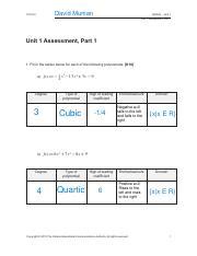 MHF U Unit Polynomial Functions Assessment Course Hero