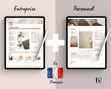Notion Template Français Tableau De Bord De Coaching Avec Planificateur Personnel French