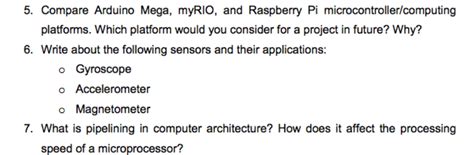 Solved Compare Arduino Mega Myrio And Raspberry Pi