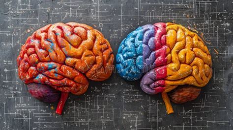 Vibrant Multicolored Brain Model With Anatomical Detail Stock Illustration Illustration Of